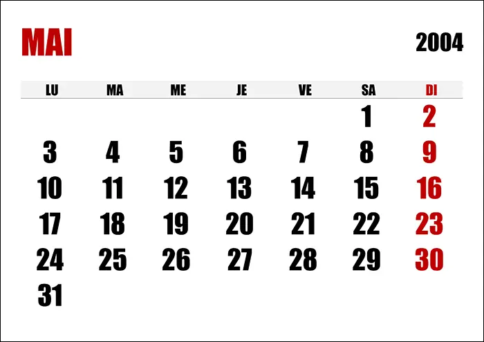 Calendrier 2004 – calendrier.su