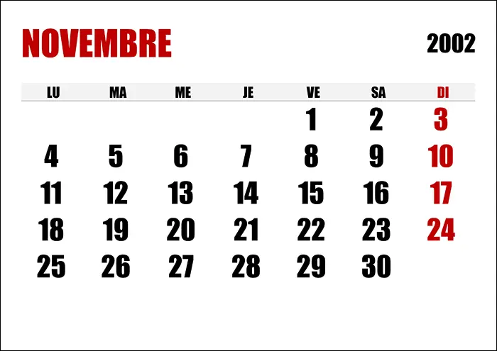 Calendrier 2002 – calendrier.su