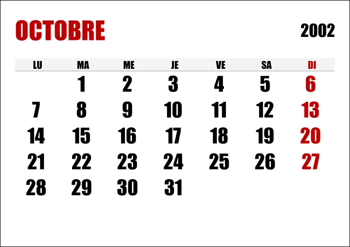 Calendrier 2002 – calendrier.su
