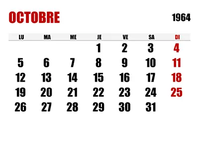 Calendrier 1964 – calendrier.su