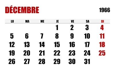 Calendrier 1966 – calendrier.su
