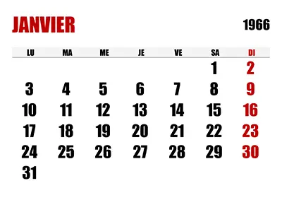 Calendrier 1966 – calendrier.su