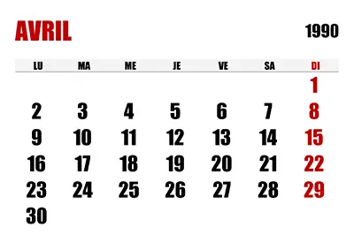 Calendrier 1990 – calendrier.su
