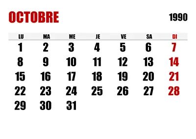 Calendrier 1990 – calendrier.su