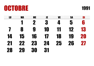 Calendrier 1991 – calendrier.su