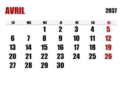 Calendrier 2037 – calendrier.su