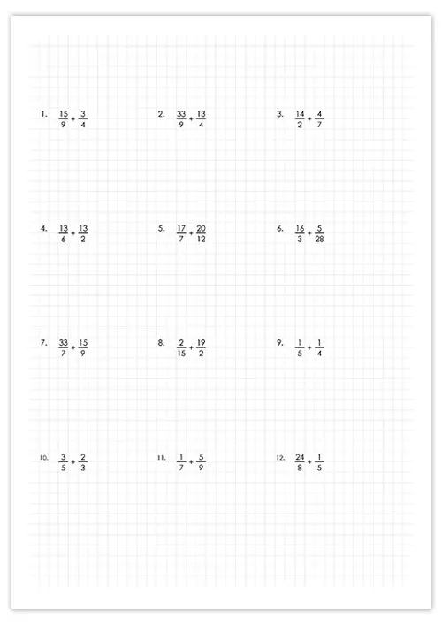 Exercices sur l’addition de fractions à imprimer – calendrier.su
